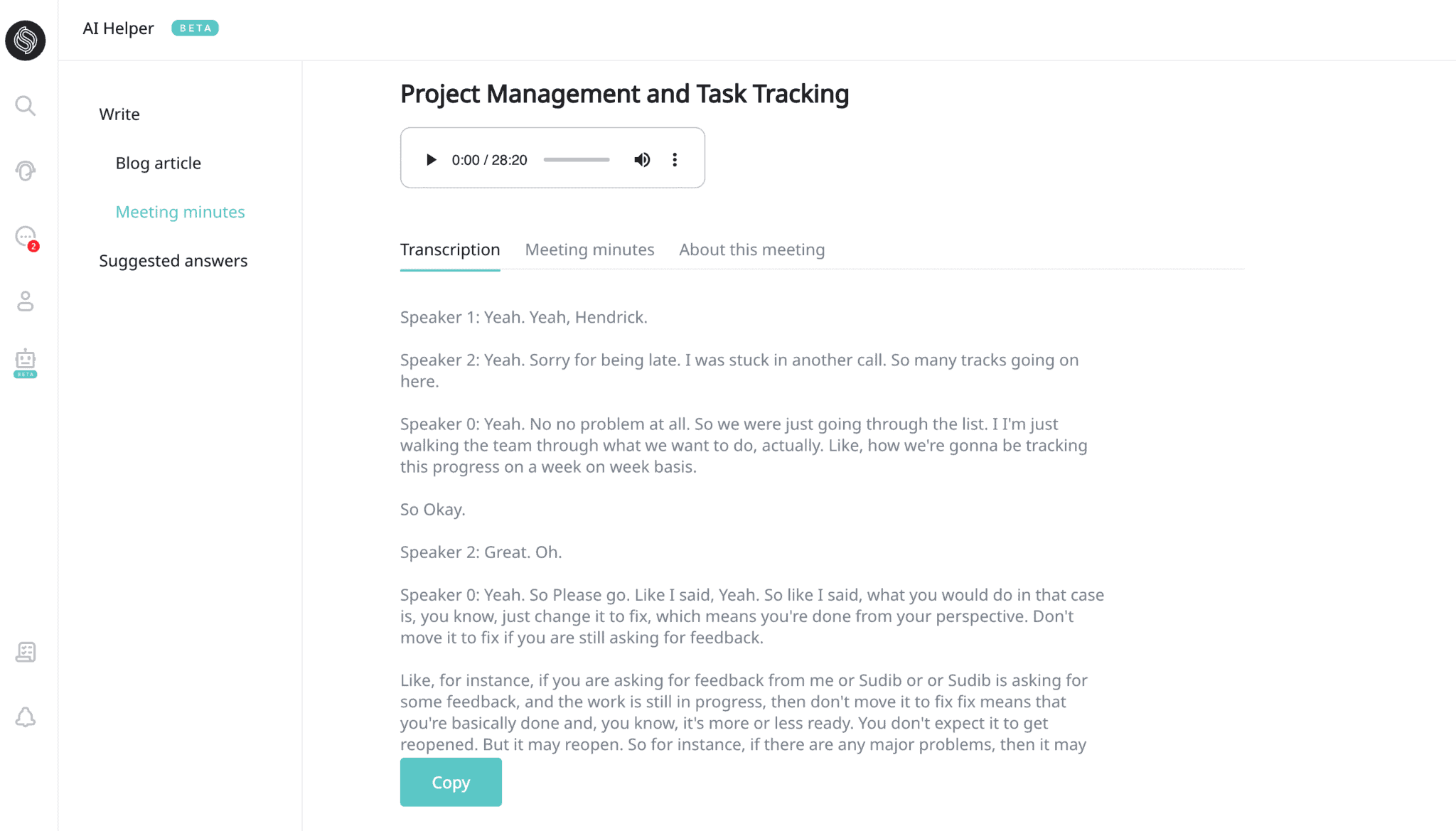 AI Meeting Minutes - Sonetel