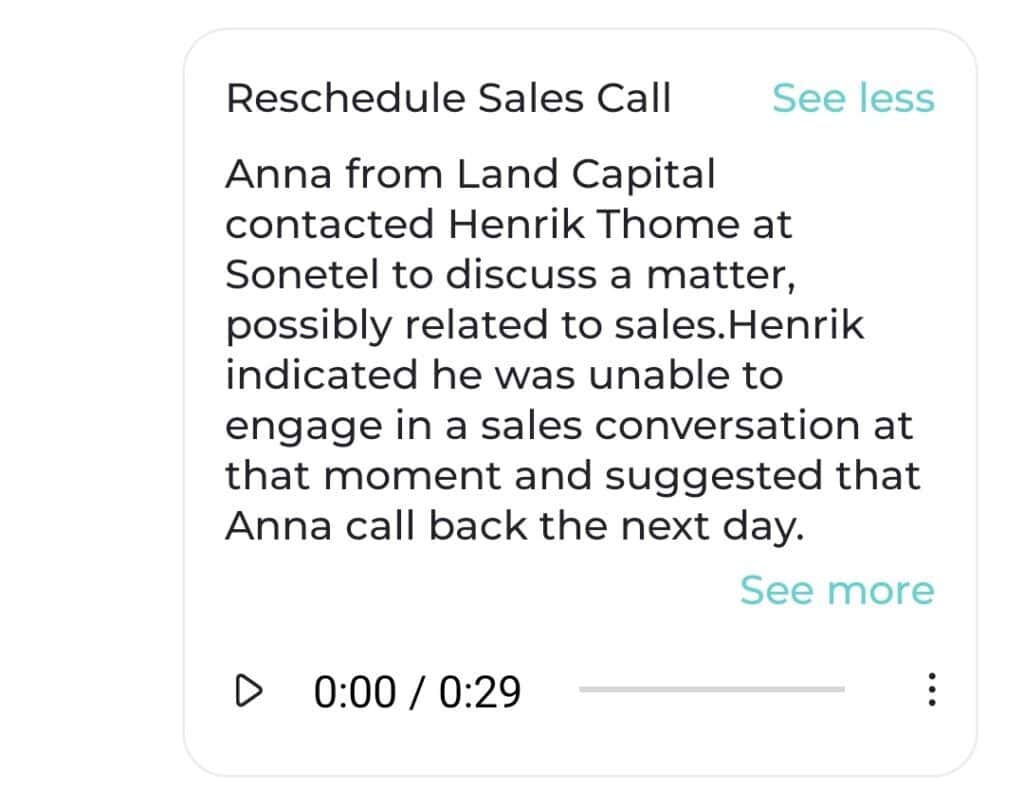Customer call analysis - Sonetel